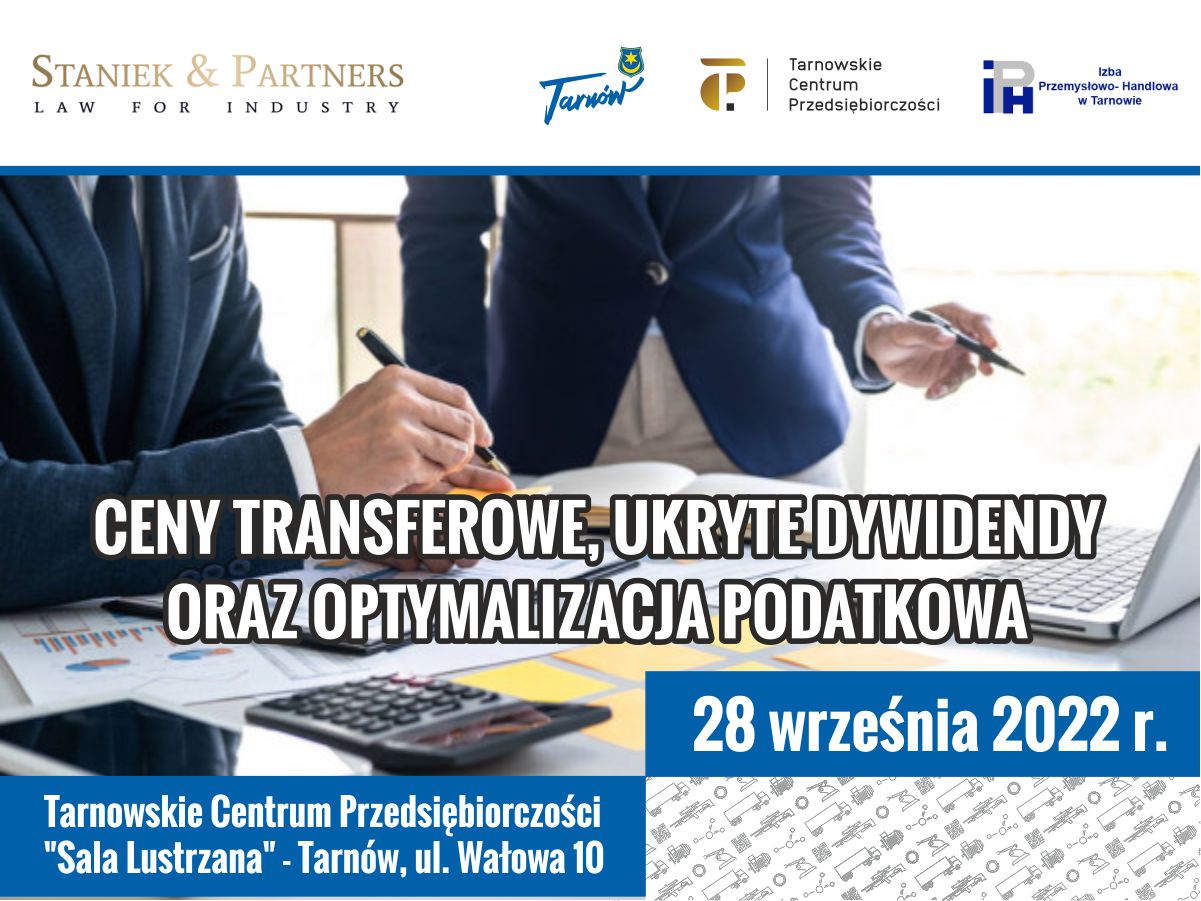 Bezpłatne szkolenie "Ceny transferowe, ukryte dywidendy oraz ...